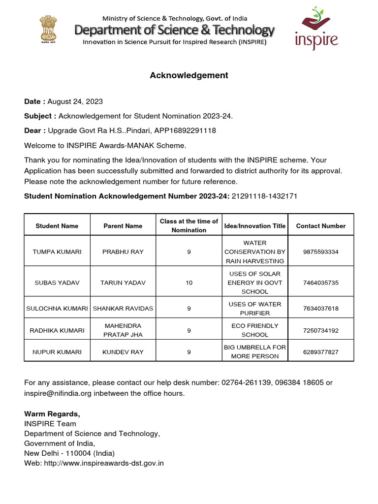 Acknowledgement 4 Insrd Pdf