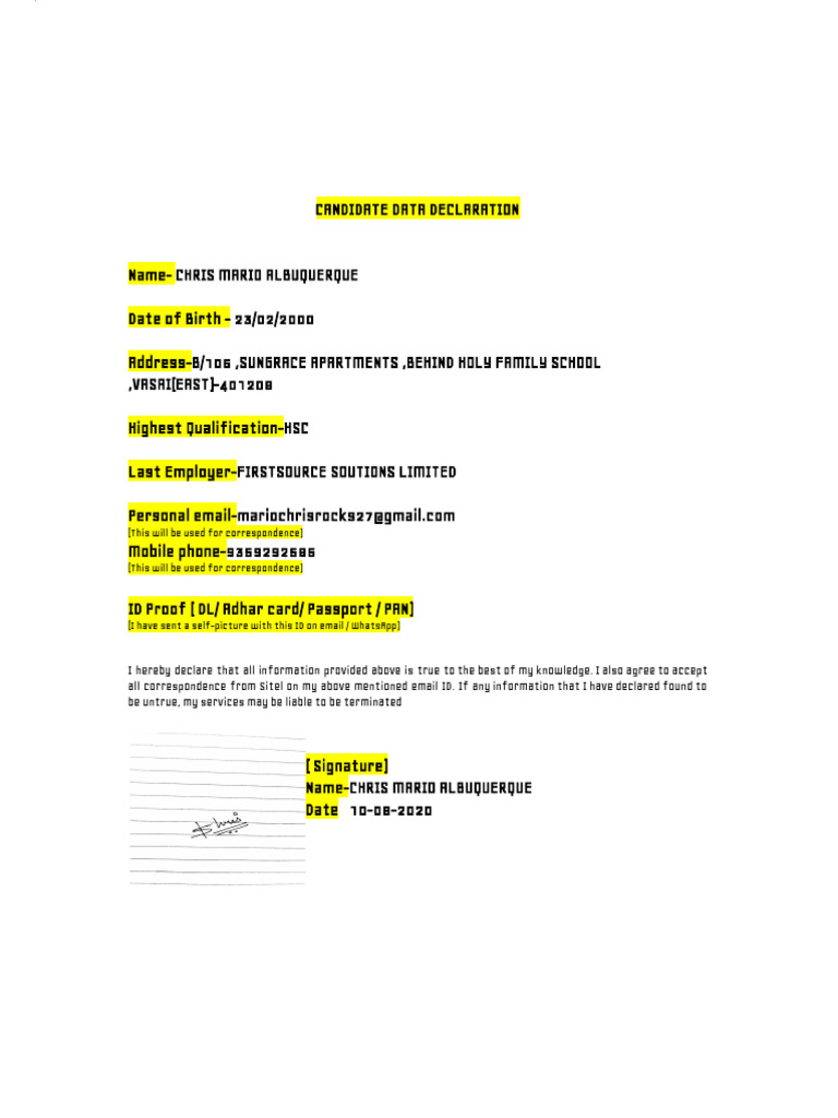 Sitel Joining Forms - NEW | PDF | Business