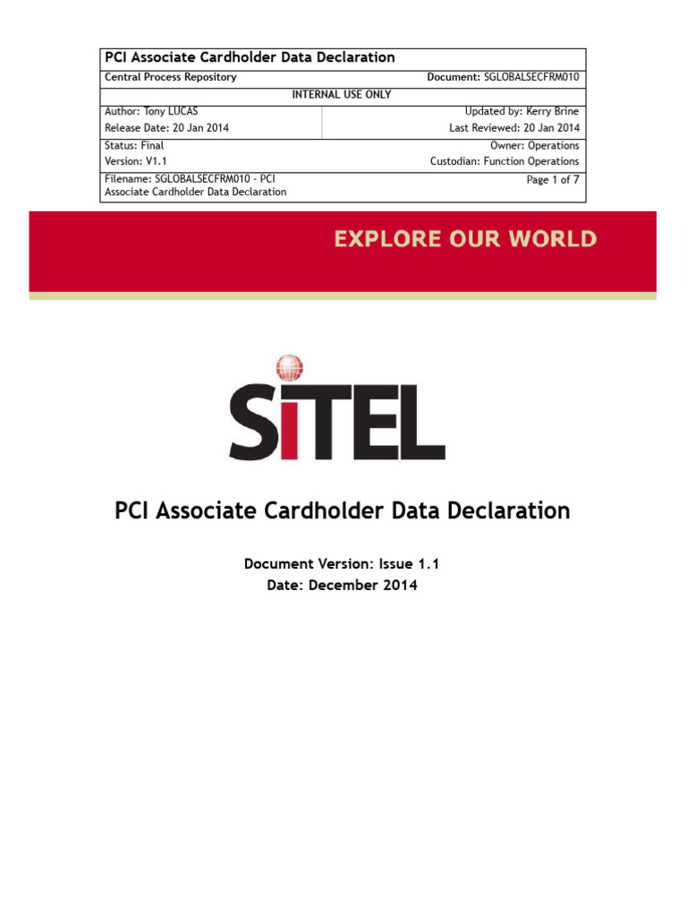 PCI Associate Data Declaration Form | PDF | Payment Card Industry Data ...