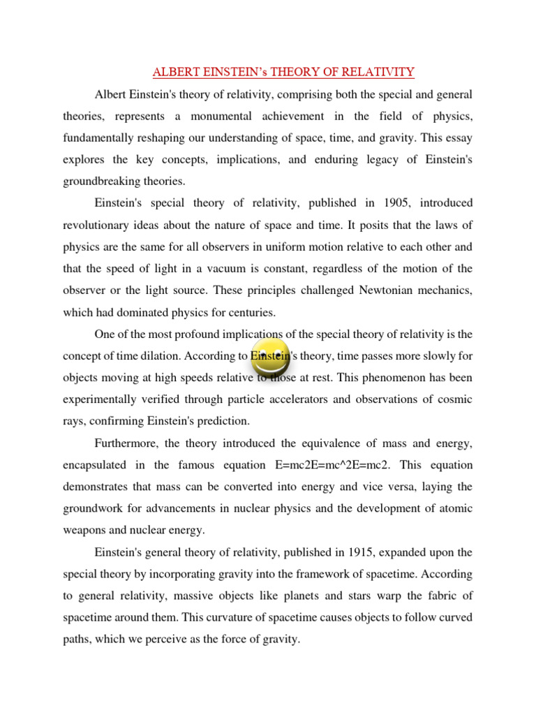 Einstein's Theory of Relativity Explained | PDF | General Relativity ...