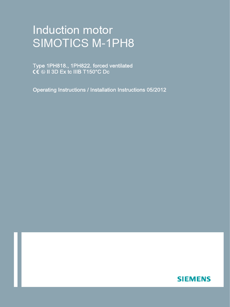 Induction Motor Simotics M-1Ph8 | PDF | Electric Motor | Electrical ...