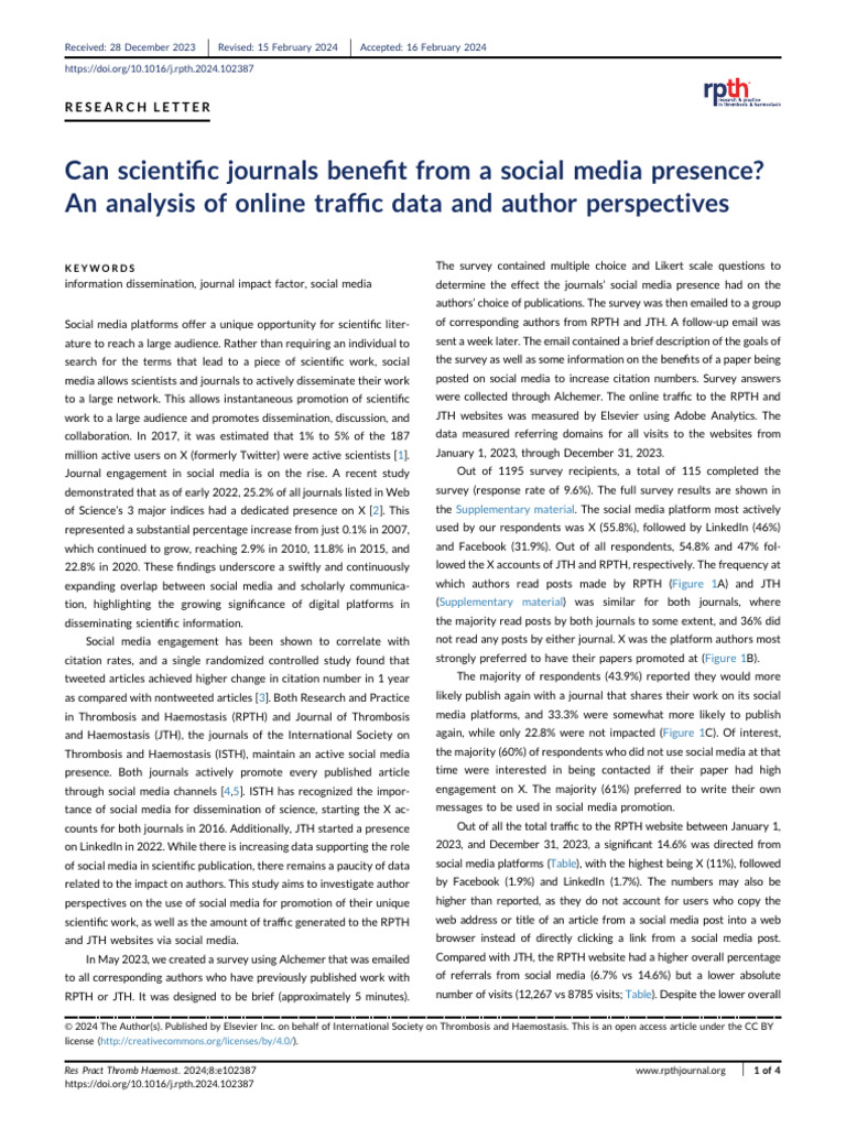 Can Scientific Journals Benefit From A Social Media Presence - An ...