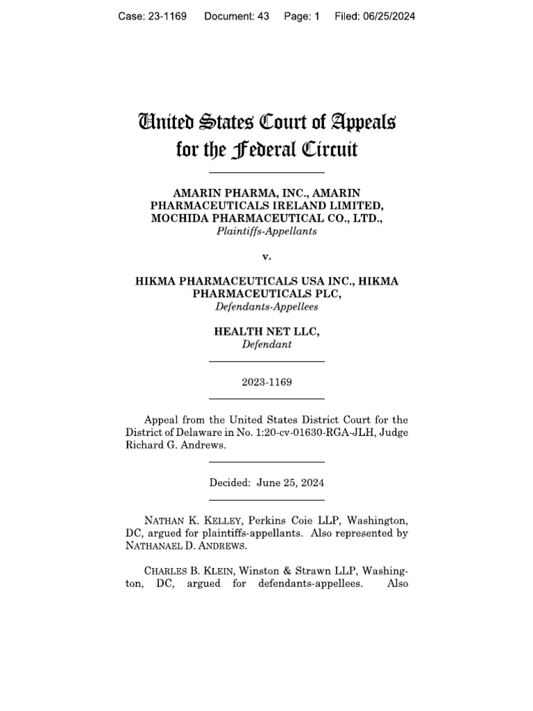 AMRN Hikma Vascepa Appeal 25 Jun 24 | PDF