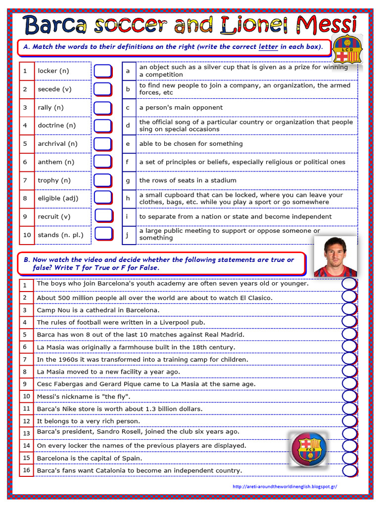 Barca Soccer and Lionel Messi Video Listening Acti Video Movie ...