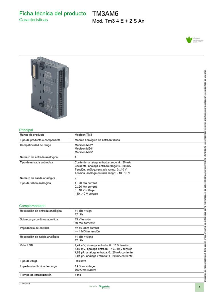 Modicon TM3TM3AM6 | PDF | Ingenieria Eléctrica | Ingeniería Electrónica