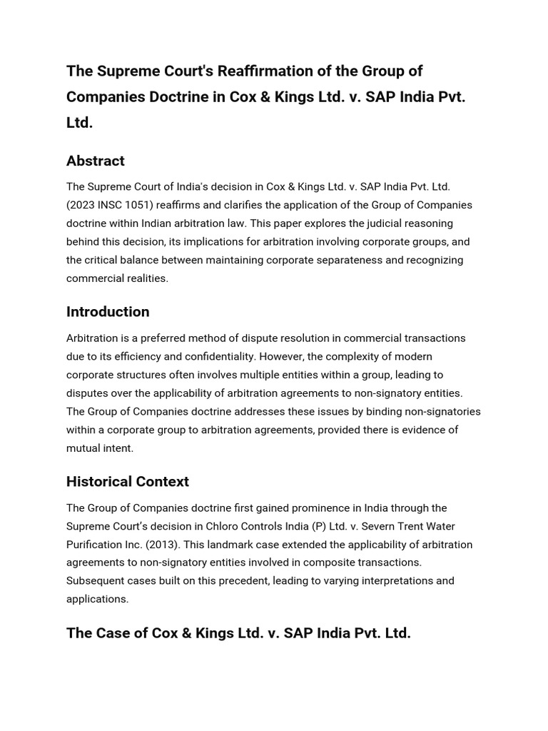 Cox & Kings Ltd. v. SAP India Pvt. Ltd. | Download Free PDF ...