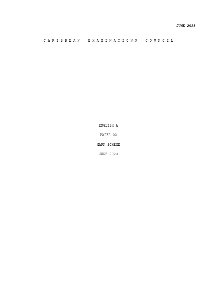 CXC Eng A June 2023 p2 q1 Mark Scheme | PDF | Pesticide | Vegetables