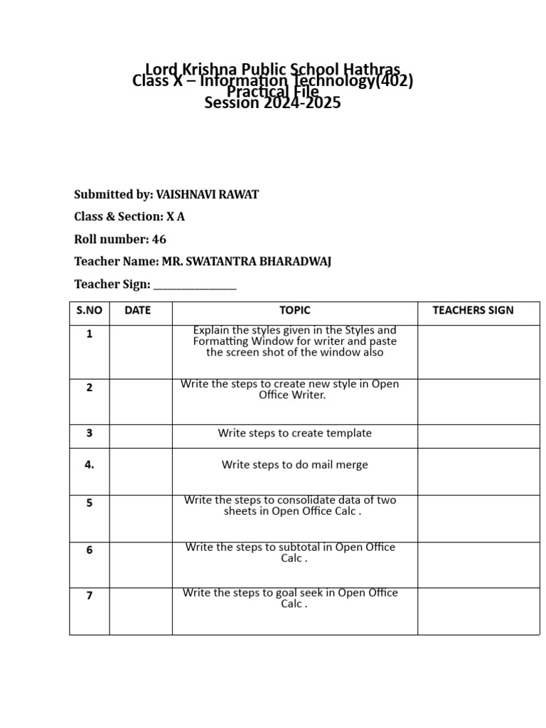X - Board - Practical - File - 2024-2025 VAISHNAVI | PDF | Computer ...