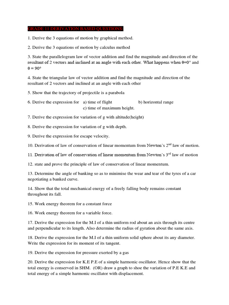 'GRADE 11 DERIVATION BASED QUESTIONS' With You | Download Free PDF ...