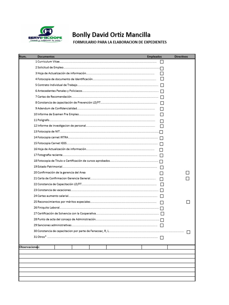 Copia de Chek List | PDF