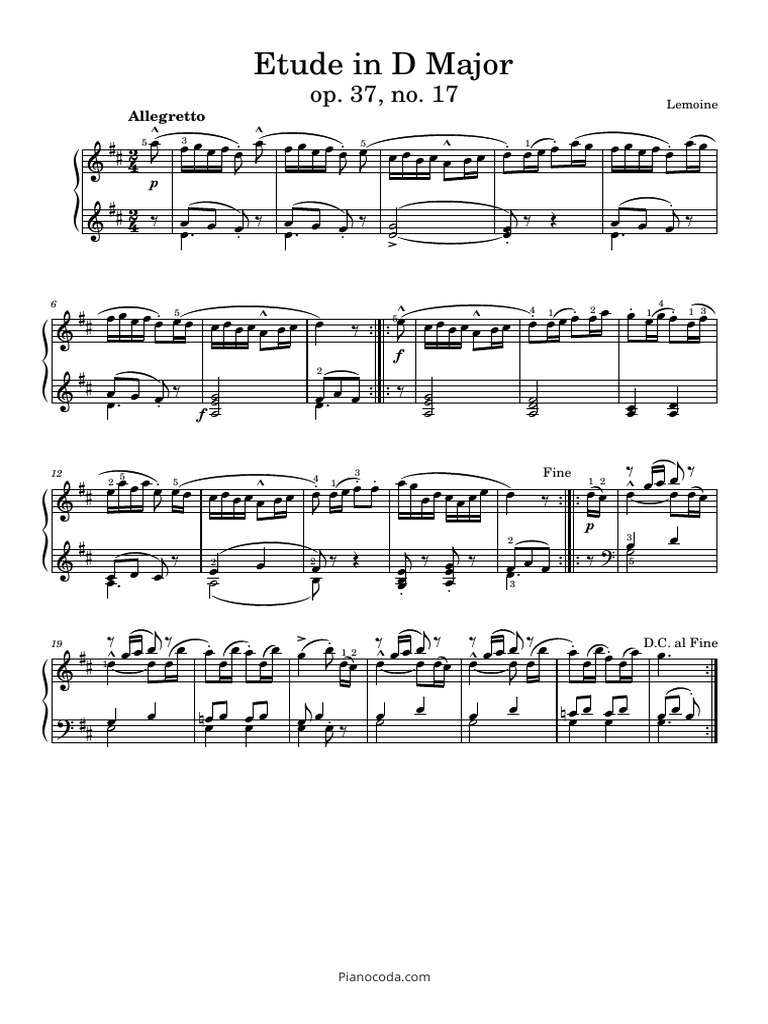 Etude in D Major Op. 37 No. 17 | PDF
