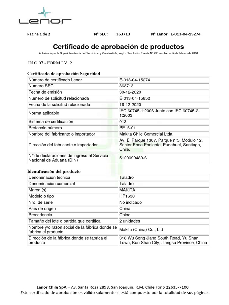 Taladro HP1630 - E-013-04-15274 | PDF