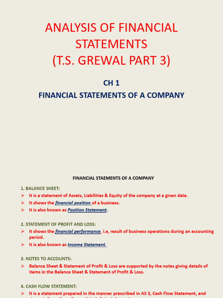 CH 1 Financial Statements of Company | PDF | Equity (Finance) | Balance ...
