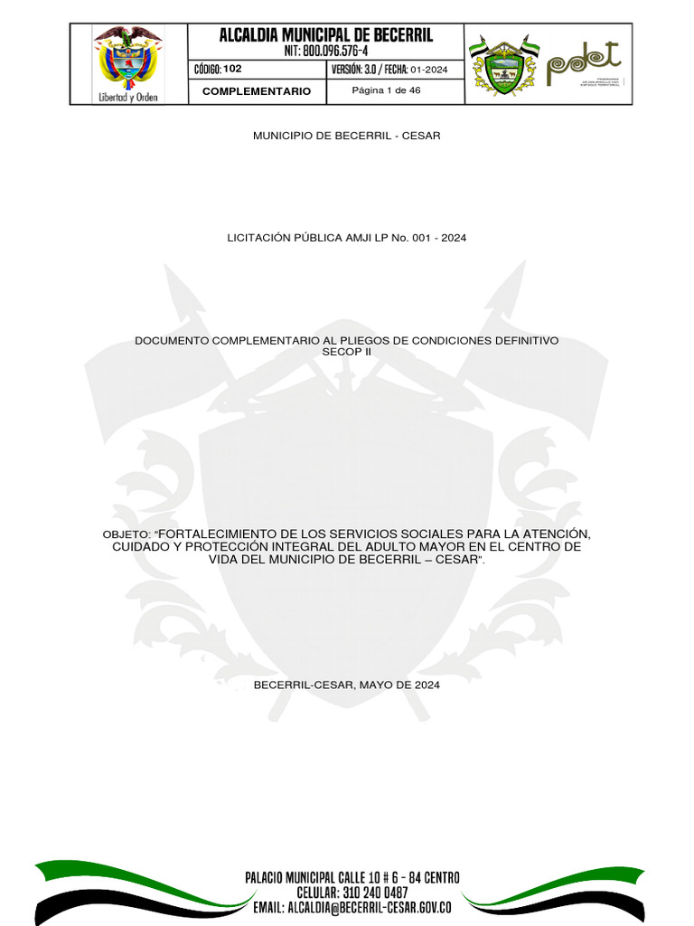 Documento Complementario Al Pliego de Condiciones LP 001 de 2024 | PDF | Evaluación