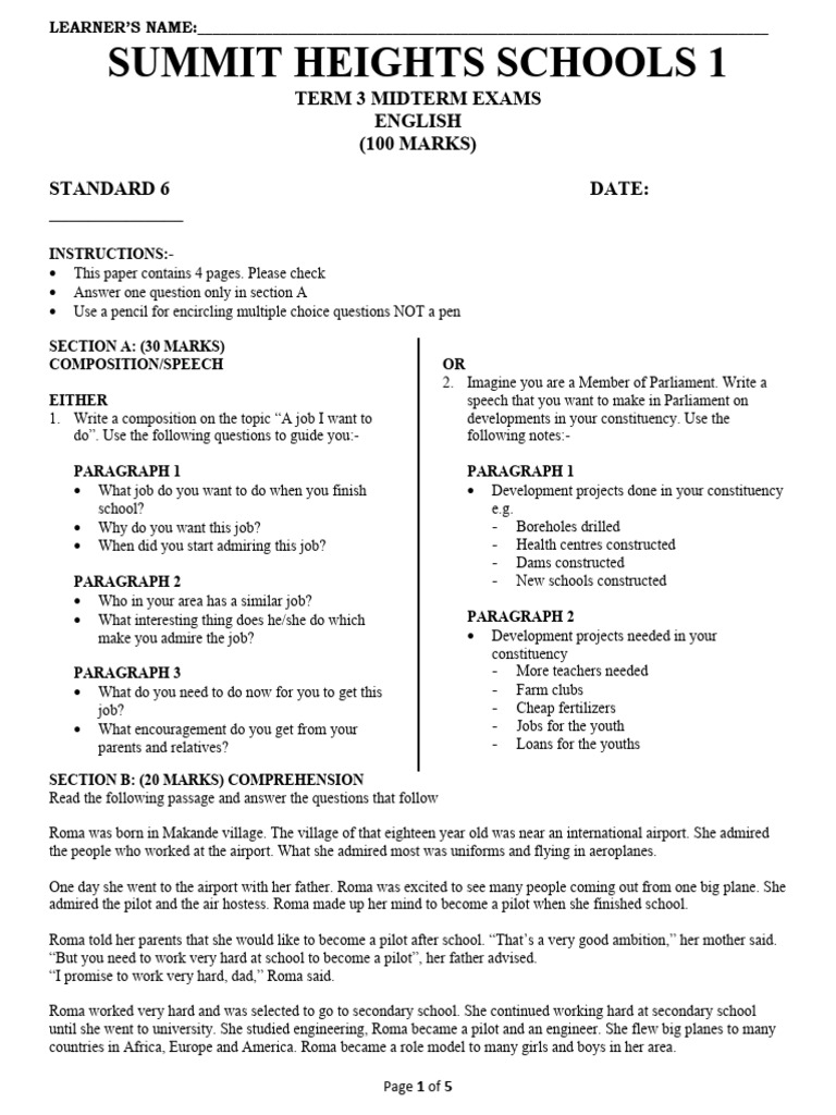 ENGLISH - STD - 6 Midterm Term 3 | PDF | Adverb | Clause