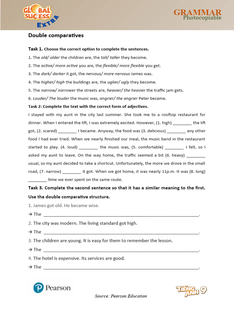 Double Comparatives Grammar Exercise | PDF