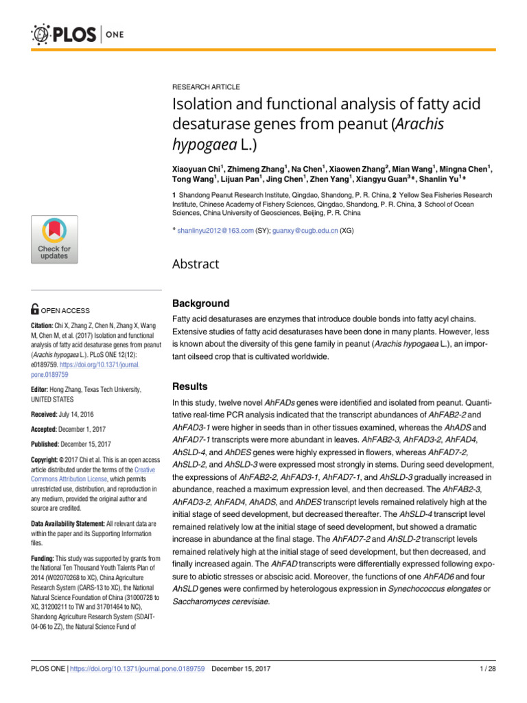 Isolation and Functional Analysis of Fatty Acid de | PDF | Proteins | Gene