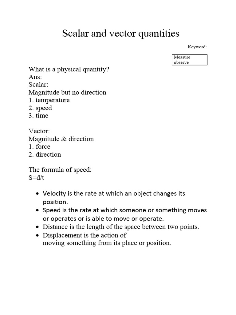 Scalar and Vector Quantities Physics | PDF | Teaching Methods ...