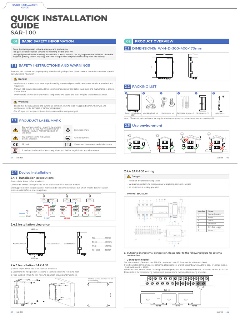 SOFAR SAR-100 - Quick Installation Guide - 2024-03-11 - V2.2 - en-INT | PDF | Power Inverter ...