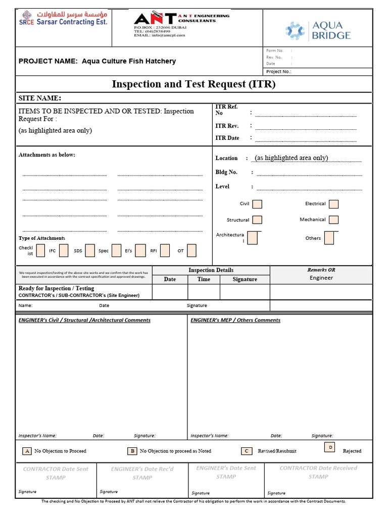 7-Inspection & Test Request Form | PDF