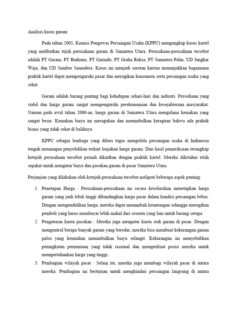 Kasus Kartel Garam Sumatera Utara 2005 | PDF