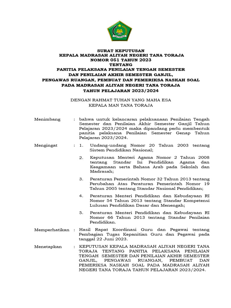 051-SK Semester Ganjil 2023-2024 BENARty | PDF