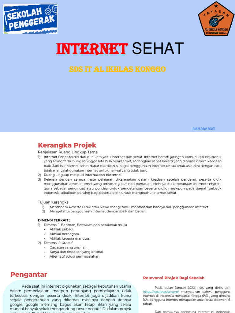 Modul Projek - Internet Sehat SDS AL IKHLAS KONGGO - Fase C | PDF | Karier & Perkembangan