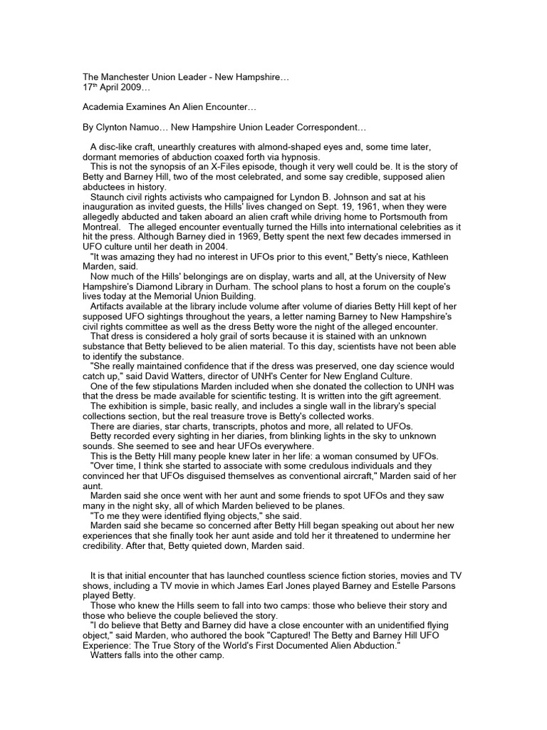 Manchester Union Leader (The) - 17.04.2009 | PDF | Alien Abduction ...