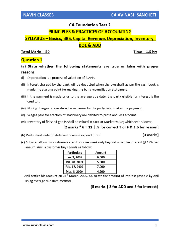 2.CA Foundation Test 2 | PDF | Banks | Cheque