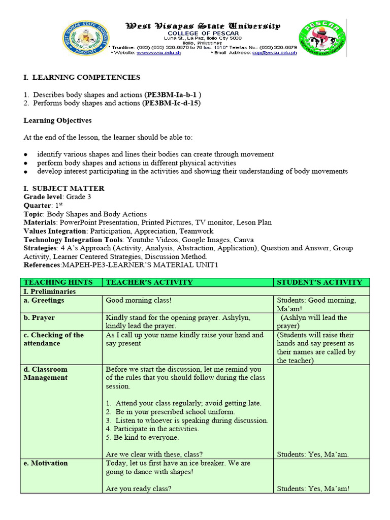 LP in Pe Grade 3 | PDF | Lesson Plan