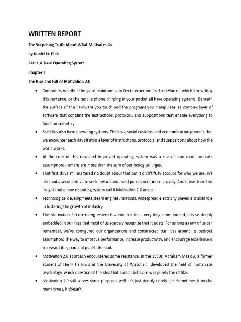 Written Report | PDF | Motivation | Motivational