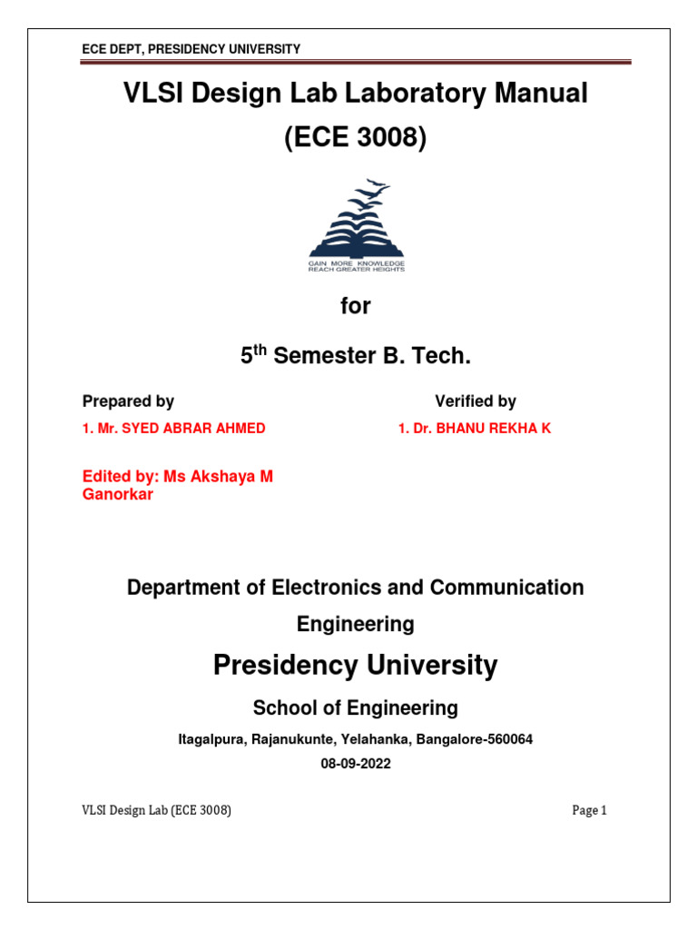 Experiment1 - VLSI Design Lab Manual | PDF | Electronic Engineering | Logic Gate