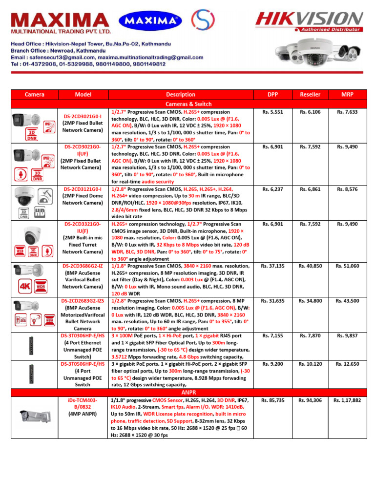 Project-Price-List (DPP, Reseller & MRP) | PDF | Camera | Digital ...
