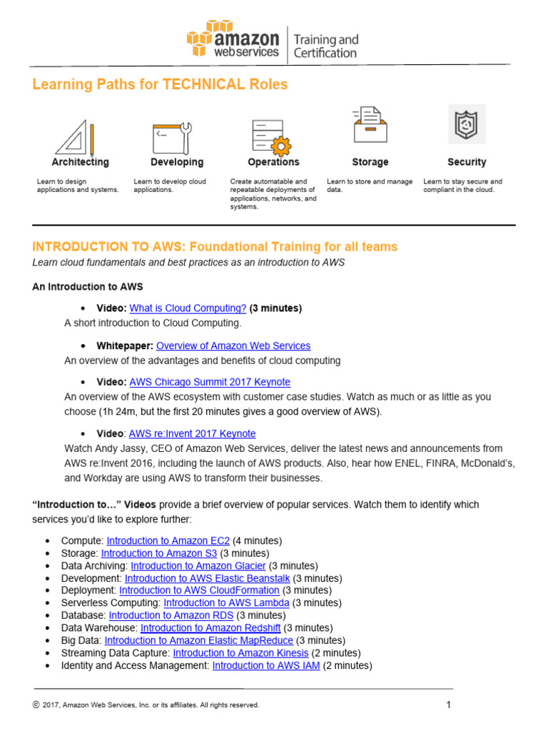 Technical Skills Paths - AWS | PDF | Amazon Web Services | Cloud Computing
