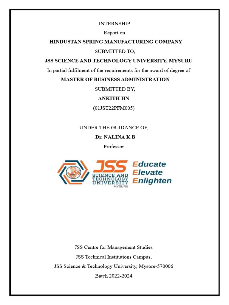 Ankith (Intership Final Report) | PDF | Strategic Management | Swot Analysis
