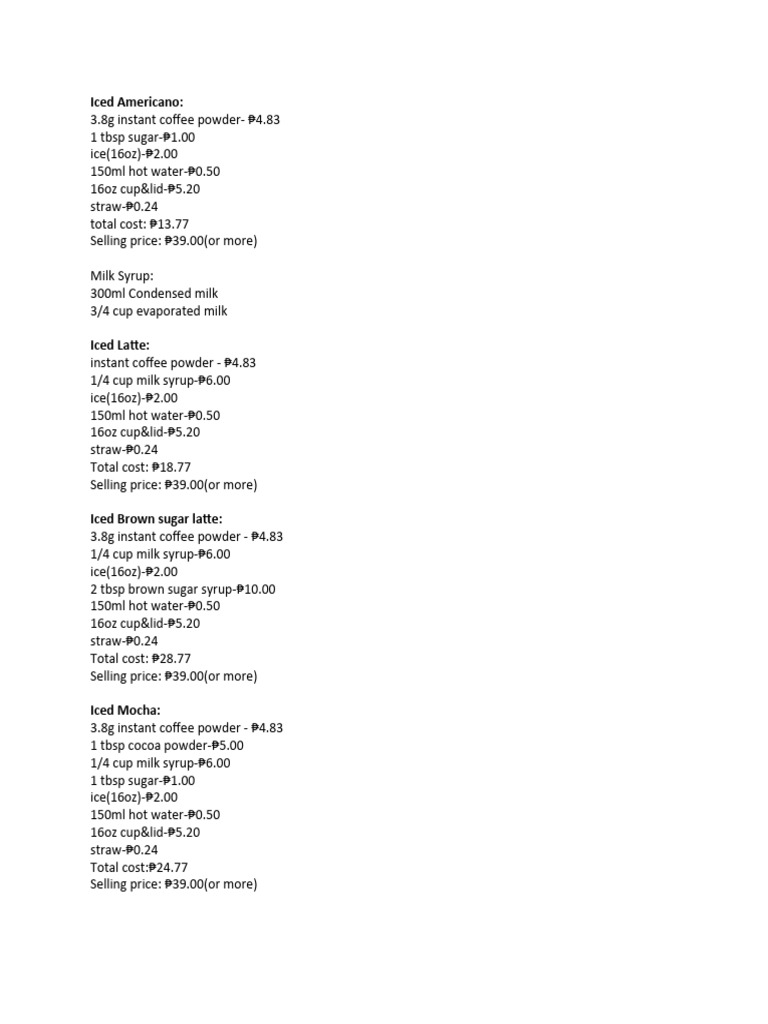 Coffee Ingredients | PDF