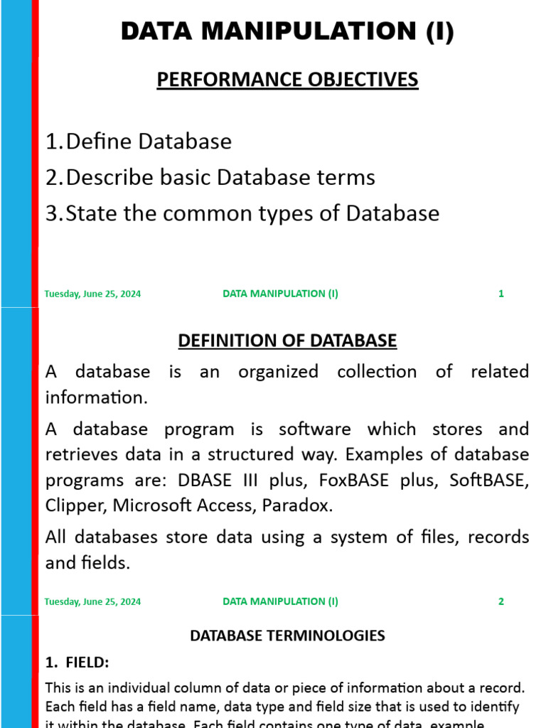 Week 8 - Data Manipulation (I) | PDF | Data Type | Table (Database)