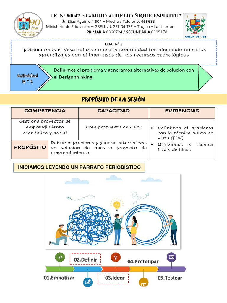 Eda.2 Ept. 2° Activ. 5 Fase Definir e Idear DT | PDF | Iniciativa empresarial | Red mundial