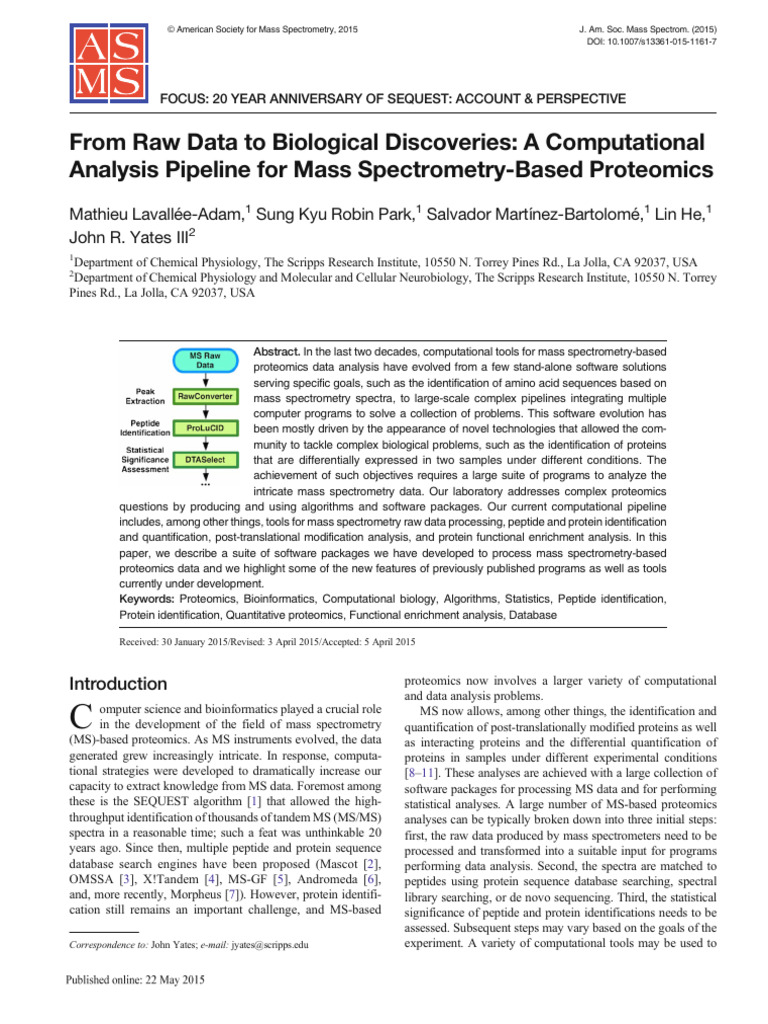10.1007@s13361 015 1161 7 | PDF | Proteomics | Mass Spectrometry