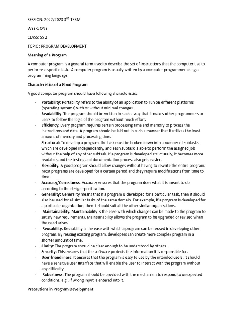 3RD Term Week 1 Computer Studies | PDF | Computer Program | Programming