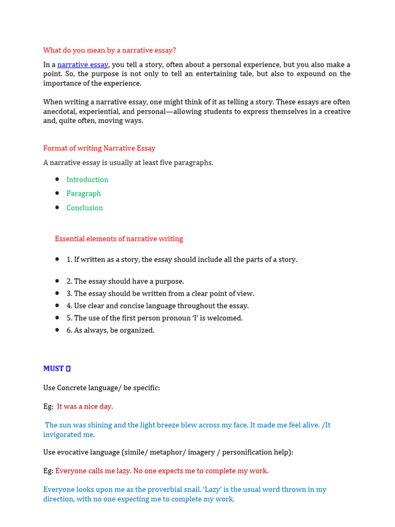 Rules of Narrative Essay | PDF | Narrative | Essays