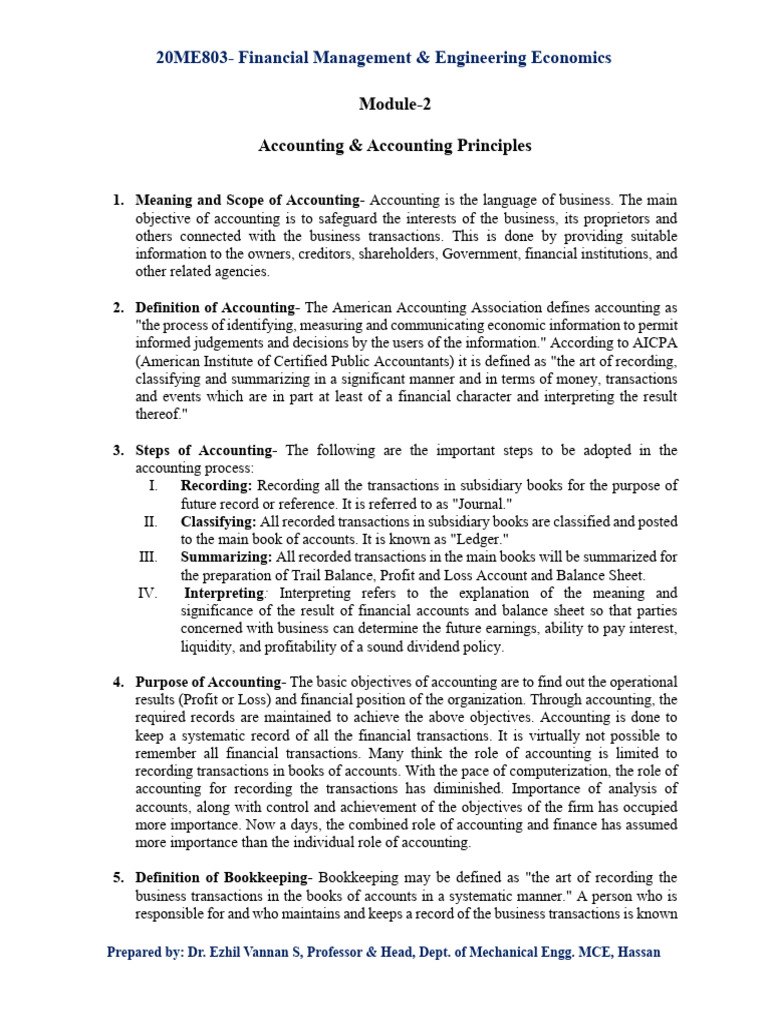 FM& EE Module-2 Theory Notes | PDF | Debits And Credits | Equity (Finance)