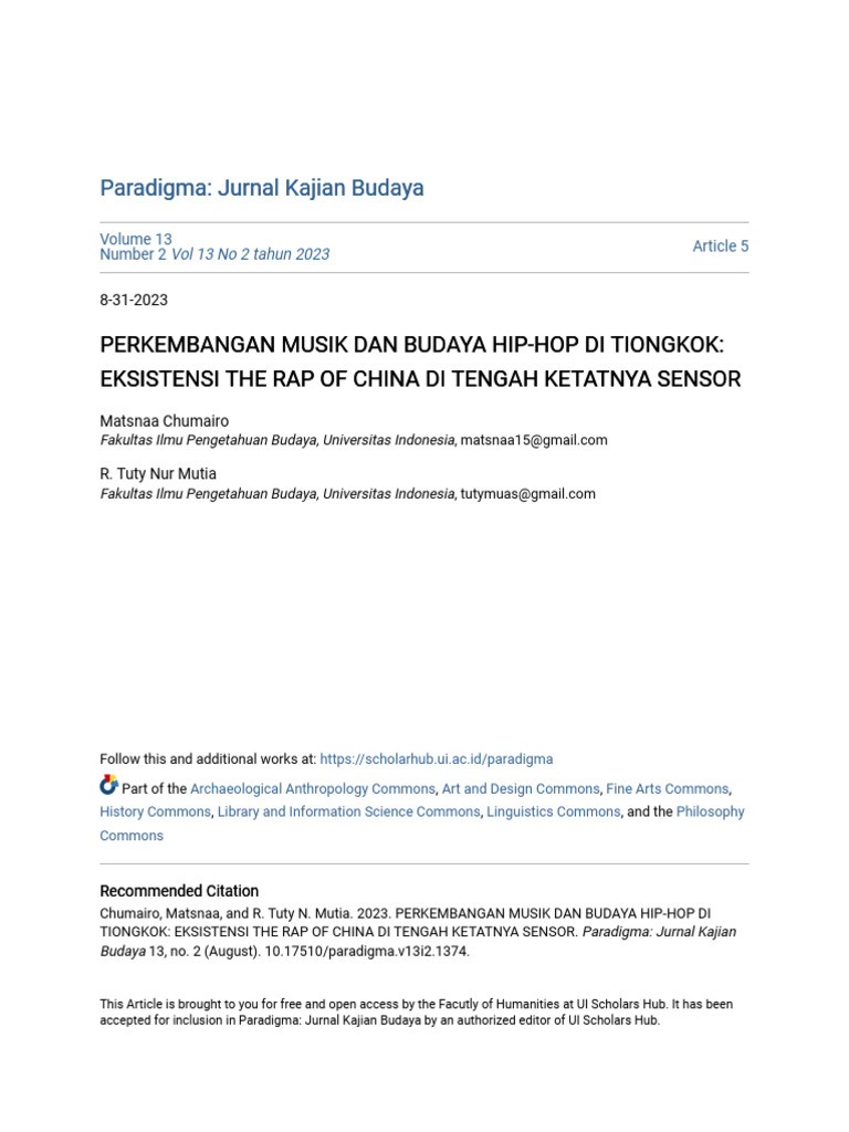 Perkembangan Musik Dan Budaya Hip-Hop Di Tiongkok - Eksistensi The Rap of China Di Tengah ...