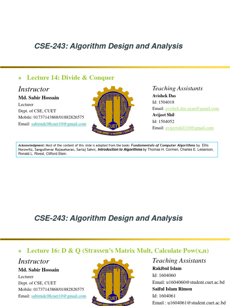 Divide & Conquer Algorithms Lecture | PDF | Matrix (Mathematics) | Algorithms
