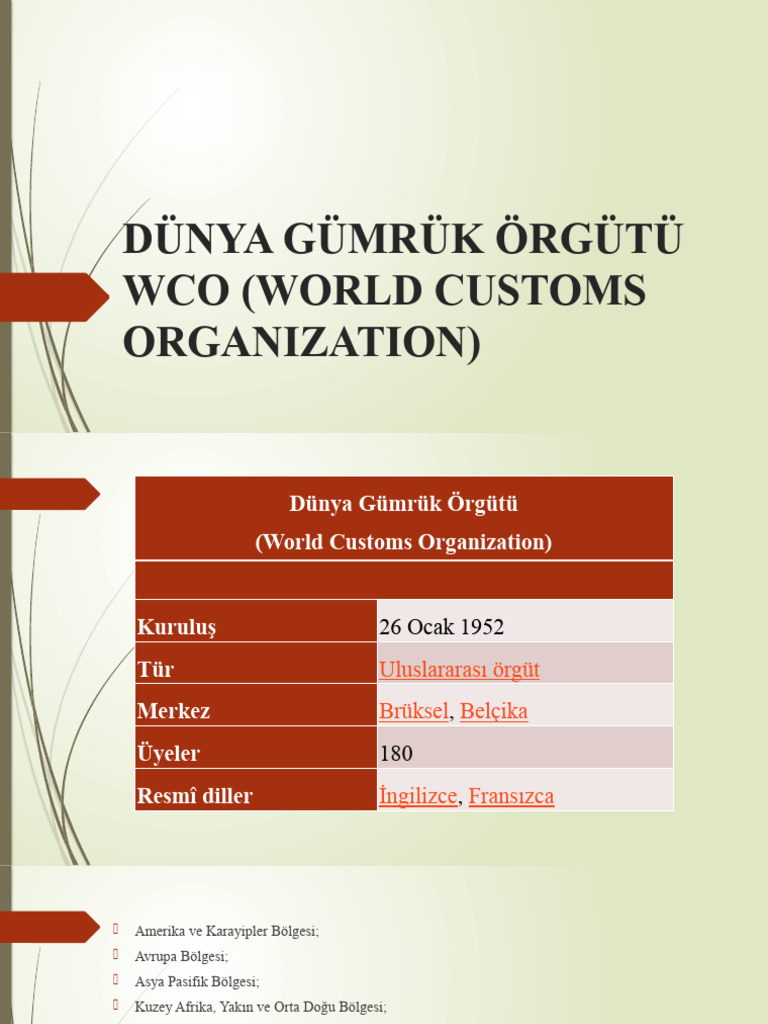 Ders Notu 7-Dünya Gümrük Örgütü | PDF