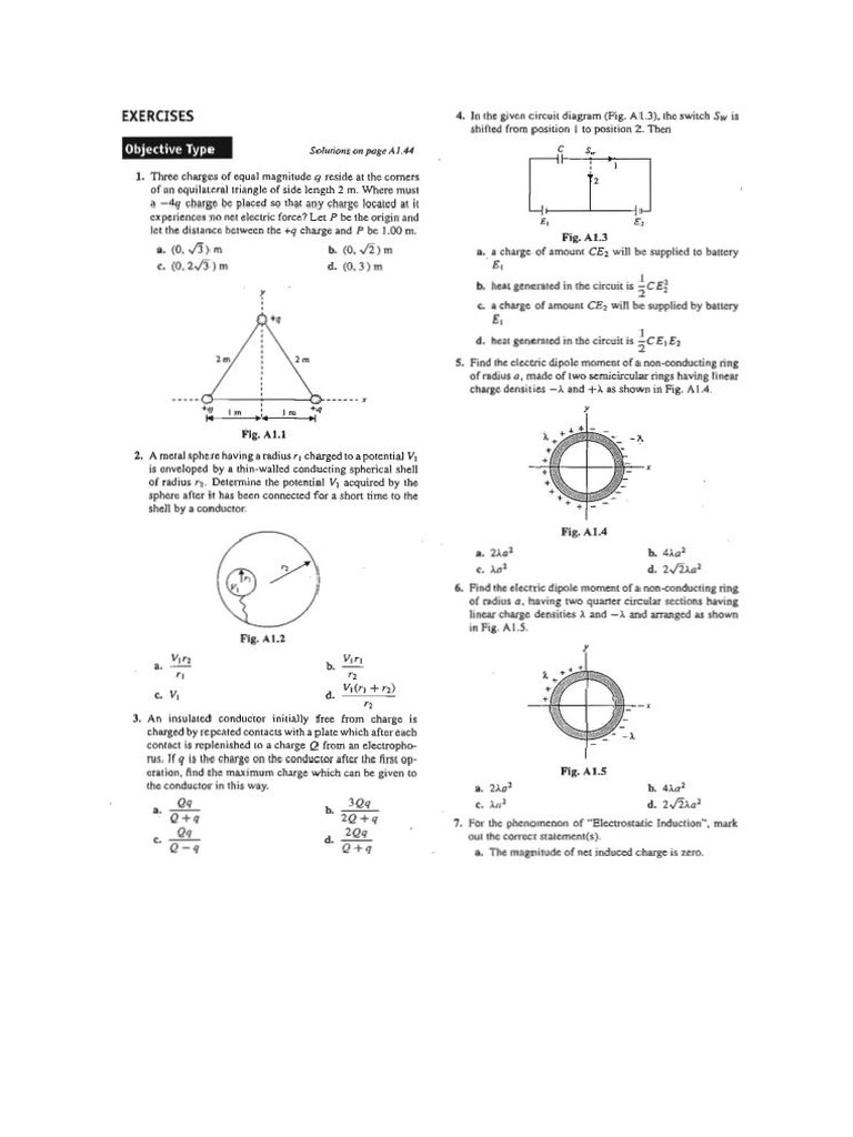 Misc. Question & Solution On Electrostatics | PDF Misc. Question & Solution On Electrostatics | PDF