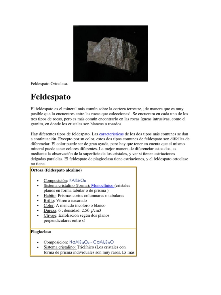Feldespato Ortoclasa | PDF | Granito | Minerales