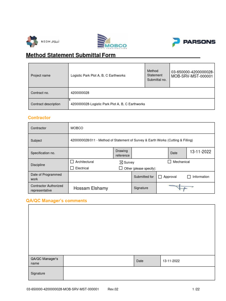 MST For Earthwork - Premoblization Report-Pre Blasting Report - Mobco ...