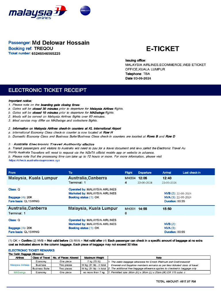 MD Delowar Hossain-Ticket | PDF