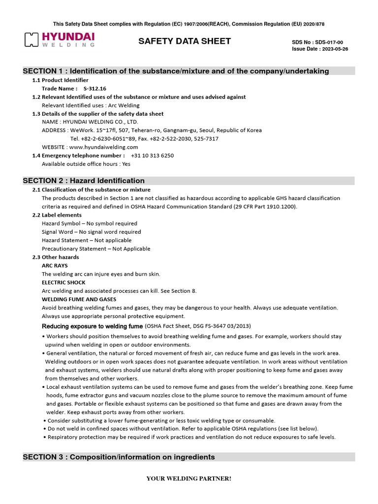 Safety Data Sheet: SECTION 1: Identification of The Substance/mixture and of The Company ...